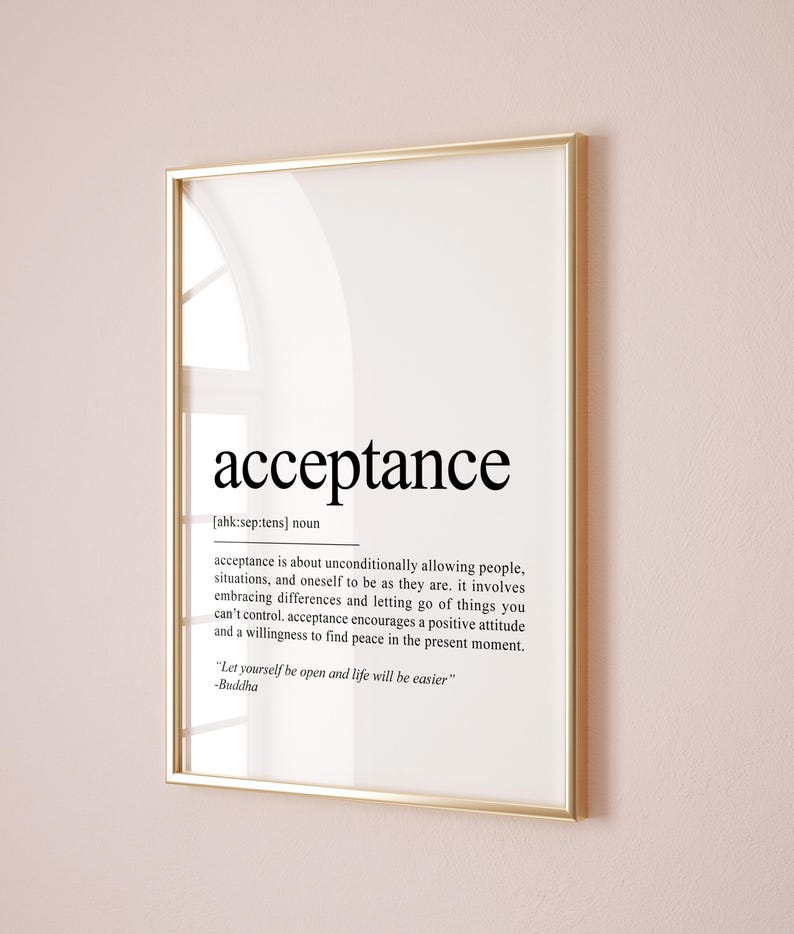 Acceptance Definition Print, Positive Quote Office Wall Art ...