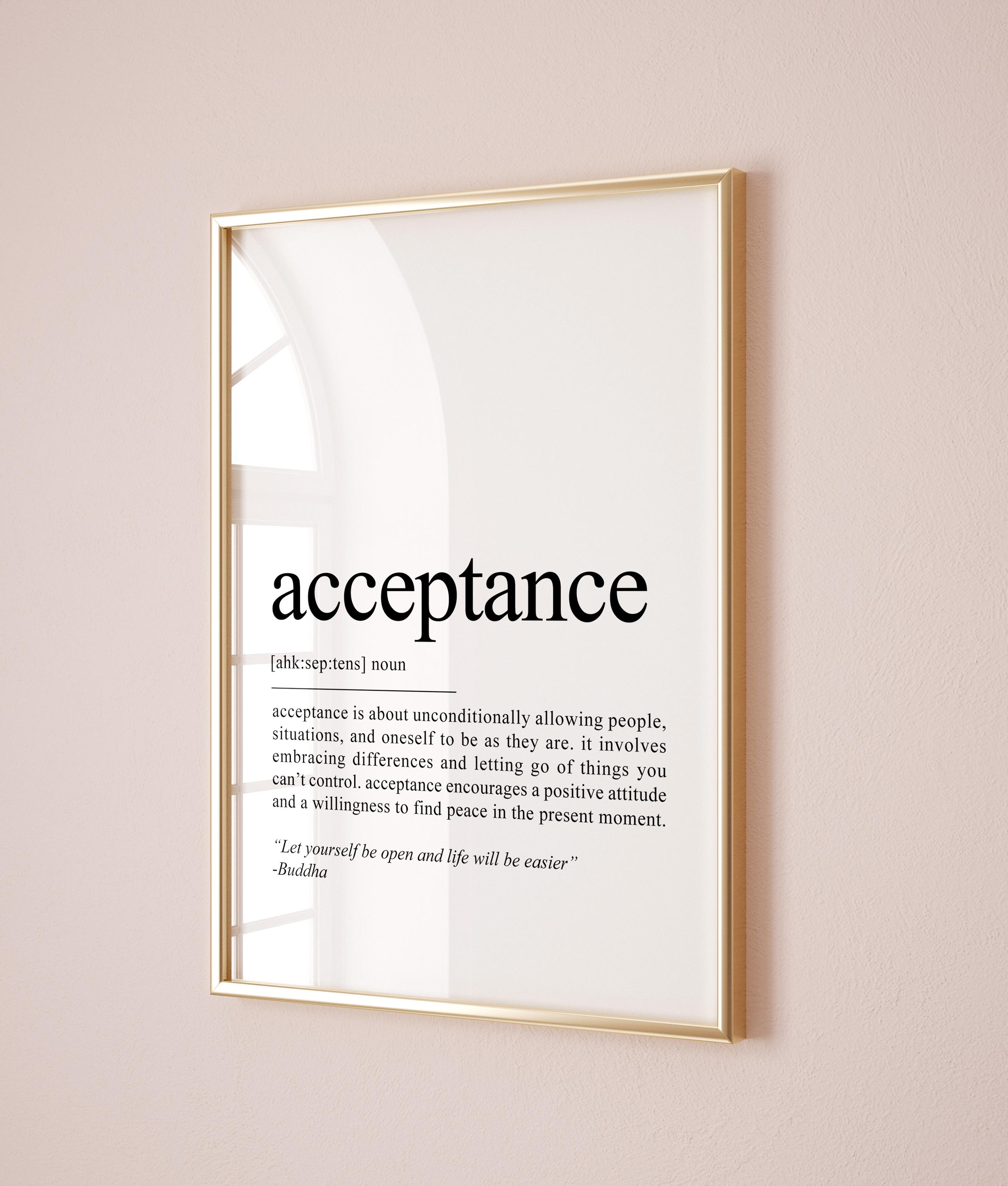 Acceptance Definition Print, Positive Quote Office Wall Art ...