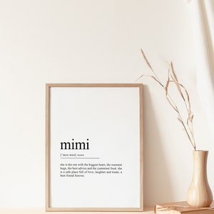 Mimi Definition Print, Mimi Gift, Gift for Mimi, Grandma Gift, Gifts ...