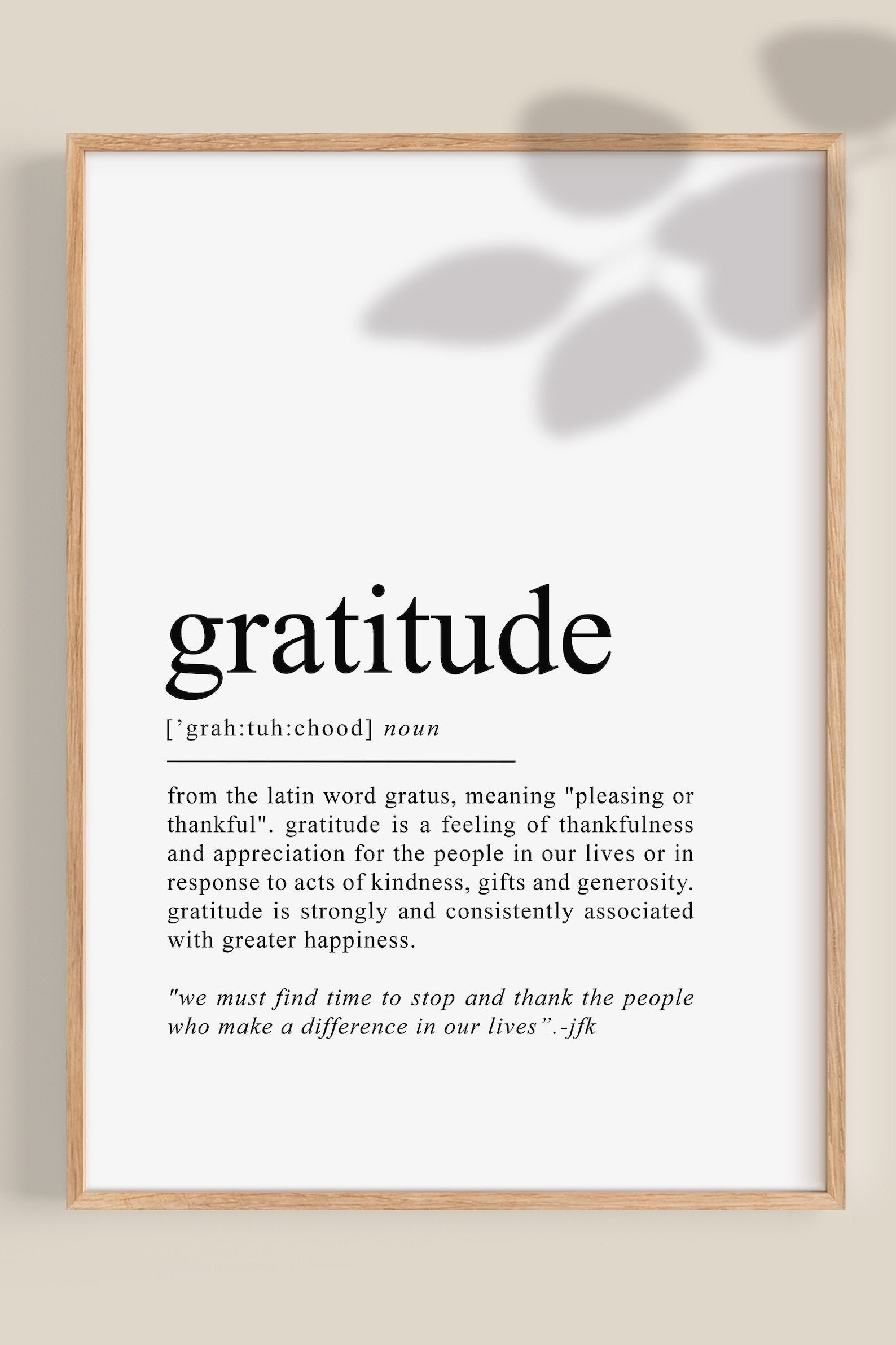 Gratitude Definition Print, Gratitude Printable Grateful Wall Art ...