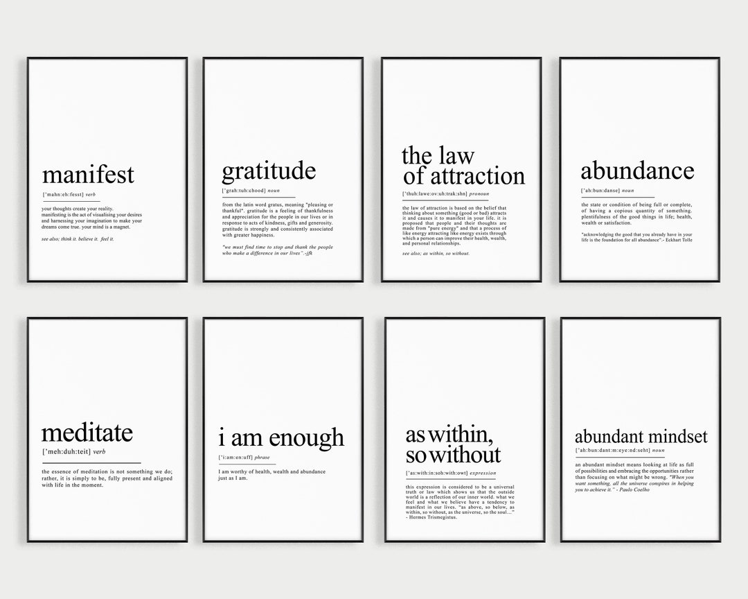 Affirmations Wall Art Set of 30 Motivational Prints Manifest Quotes ...