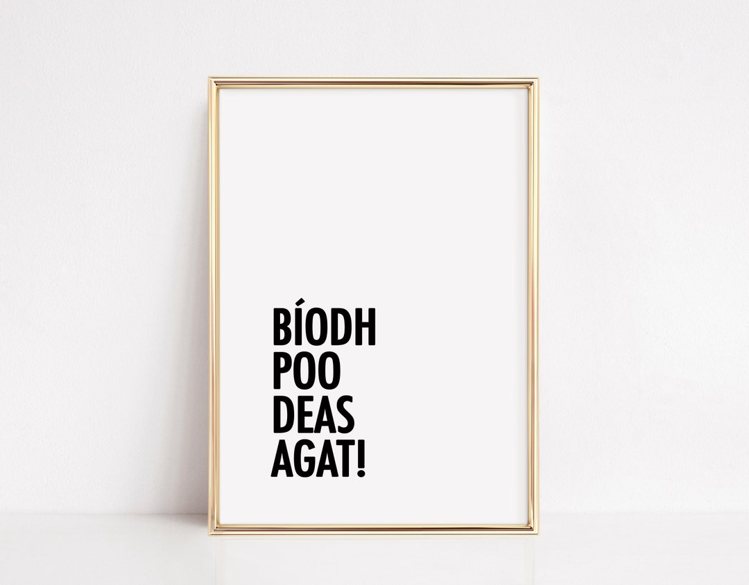 Funny Irish Bathroom Print, Gaeilge New Home Decor Gifts (digital ...