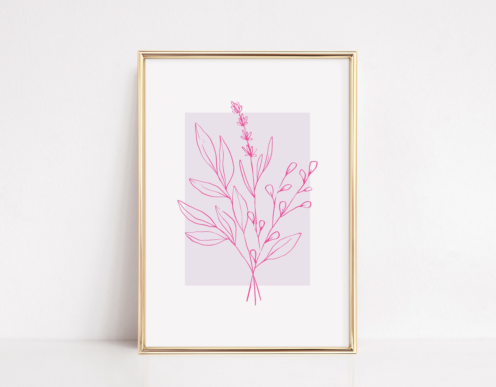 Pink Flowers Line Drawing, Floral Line Art, Pink Bouquet Print, Modern ...