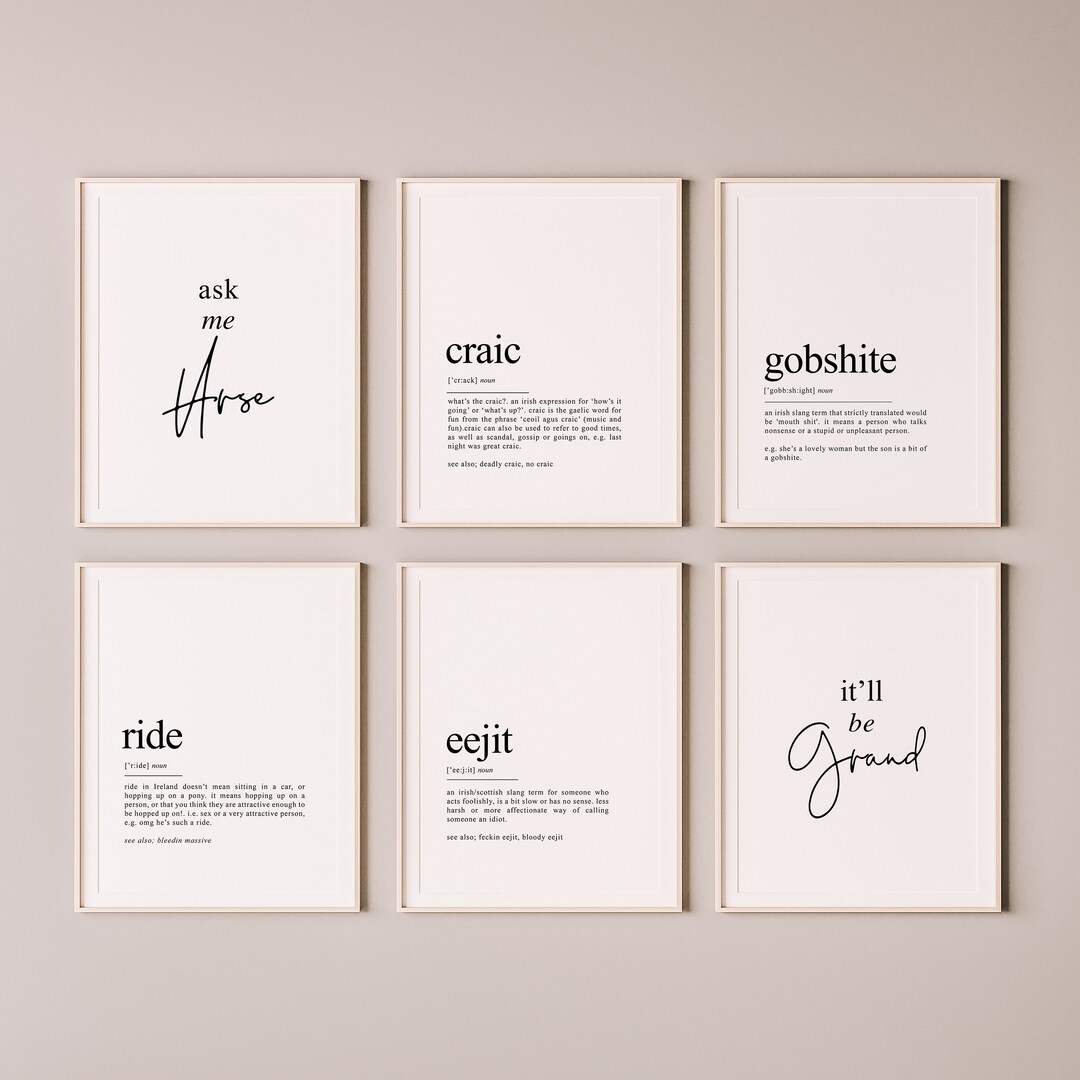 Funny Irish Gifts, Gallery Wall Set of 6 Irish Prints, Irish Art ...