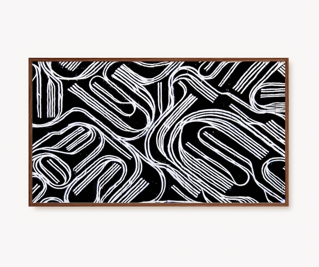Samsung Frame TV Art Modern Line Art | Black and White Geometric Line ...