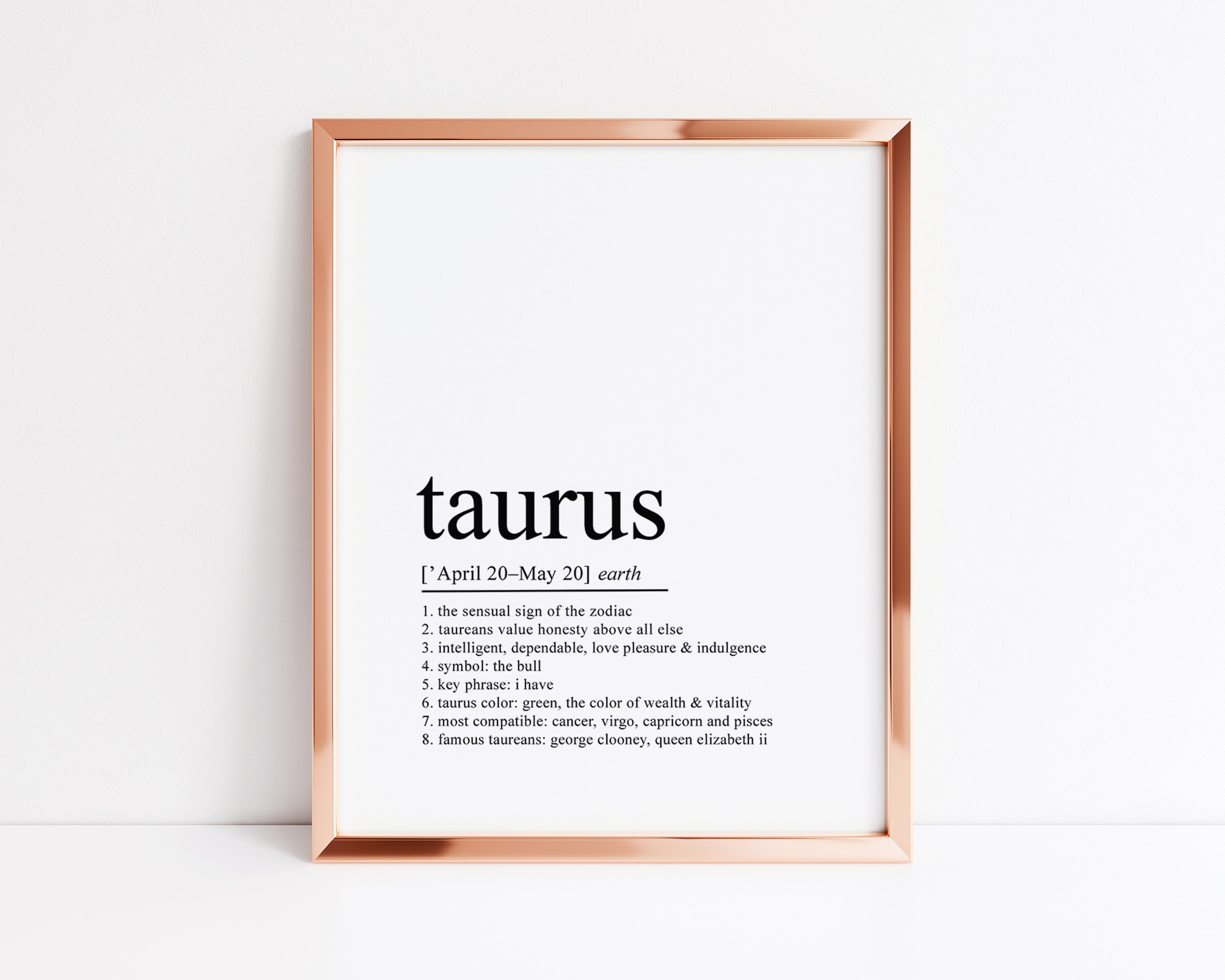 Taurus Definition Print Taurus Gifts Taurus Art Print - Etsy