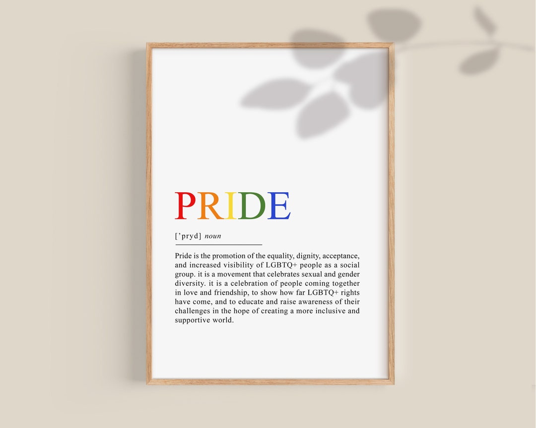 Pride Definition Poster, LGBTQ Gay Pride Month College Dorm Decor ...