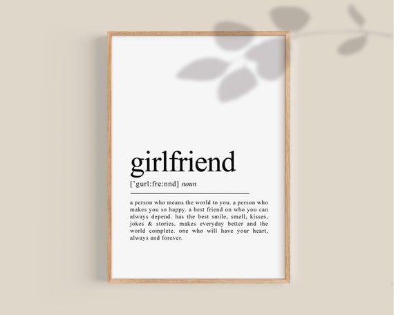 Girlfriend Definition Print Girlfriend Gift Gifts for | Etsy