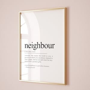 Neighbour Definition Print, Neighbour Gifts Gift for a Special Neighbor ...