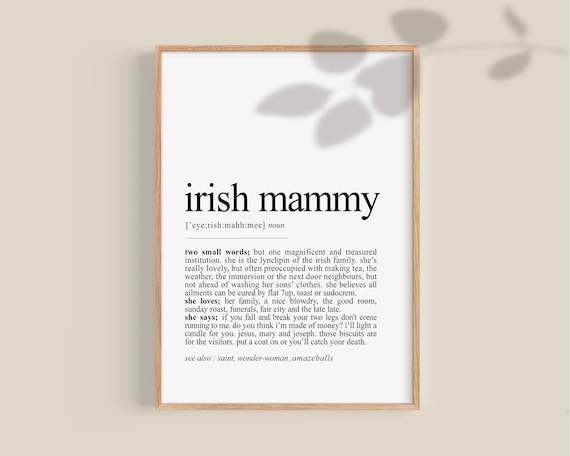 IRISH MAMMY Definition Print Funny Irish Print Ireland | Etsy