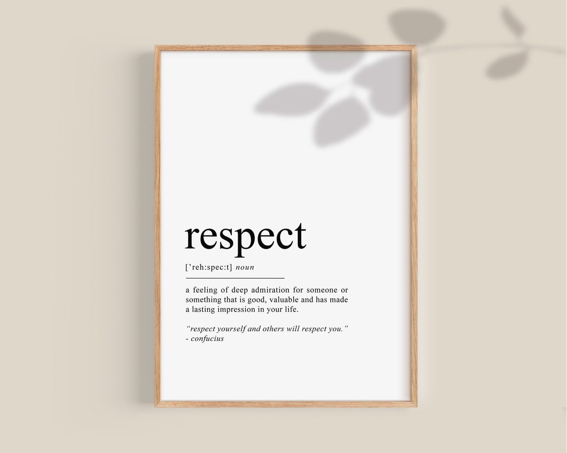 Respect Definition Print, Respect Quote, Office Wall Art, Classroom ...