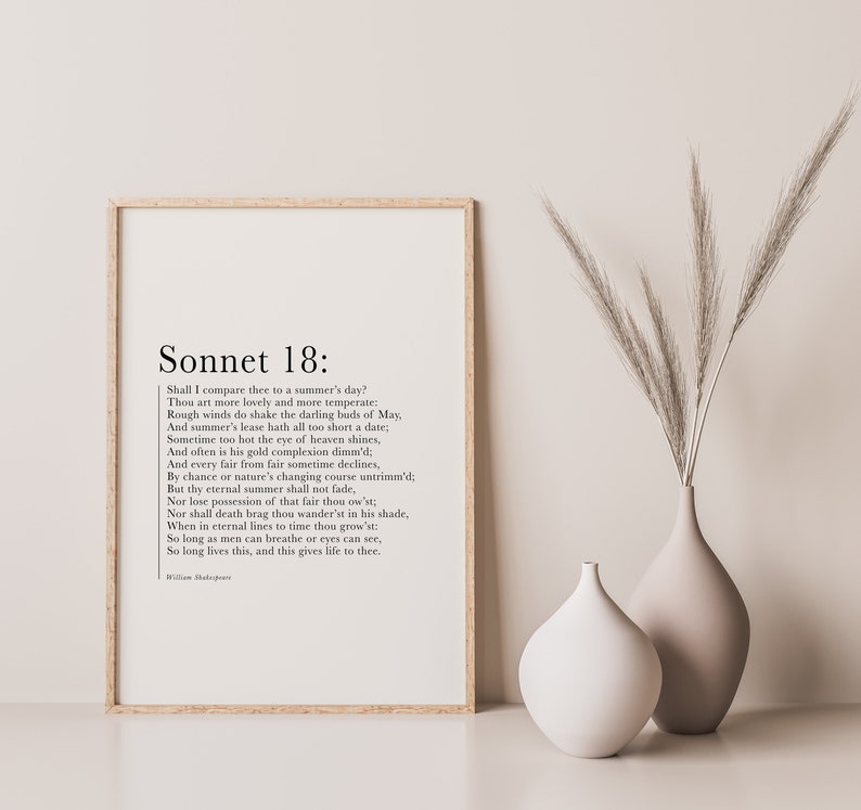 Sonnet 18 William Shakespeare Poem Sonnet 18 Print | Etsy