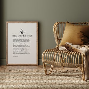 W.B. Yeats Print Leda and the Swan Poem WB Yeats Quote Gift for Teacher ...