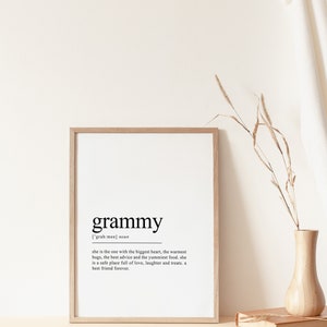 Grammy Definition Print, Grammy Gift, Gift for Grammy, Grandma Gift ...