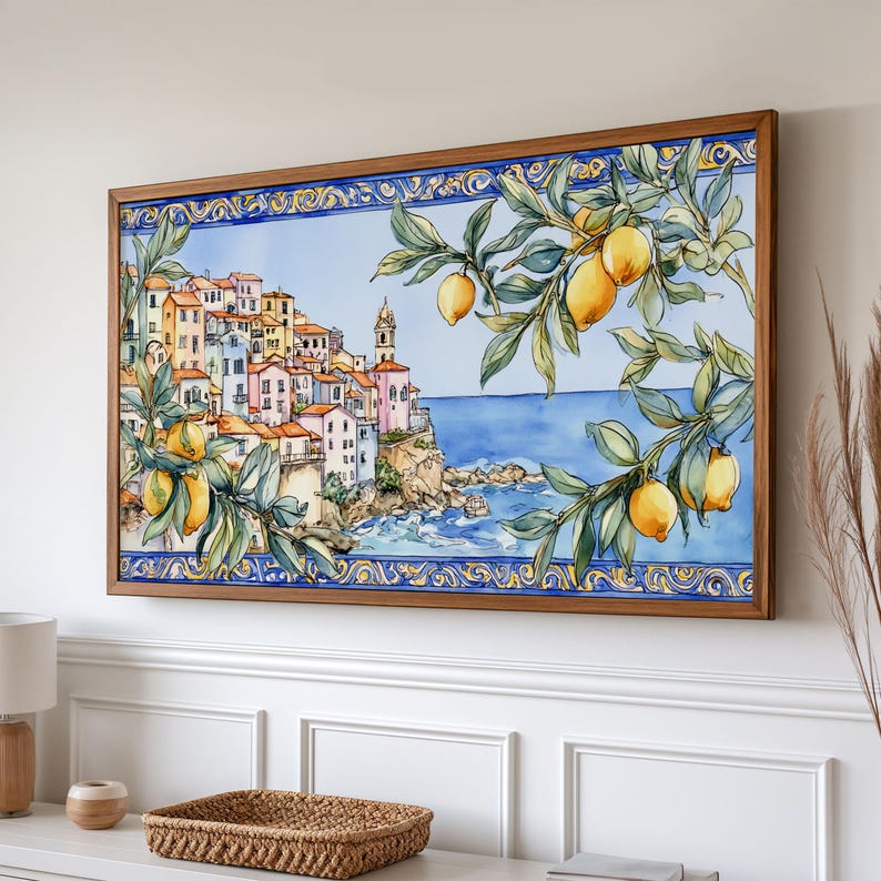 Summer Frame TV Art Summer Painting Italy Wall Art Lemon Trees Italian ...