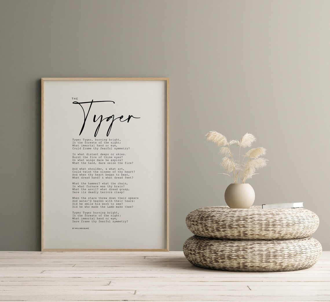 The Tyger Poem William Blake Poetry William Blake Poem - Etsy