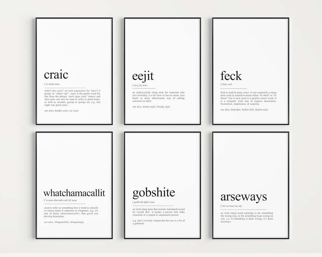 Funny Irish Gifts, Set of 6 Irish Prints, Irish Art, Gallery Wall Art ...