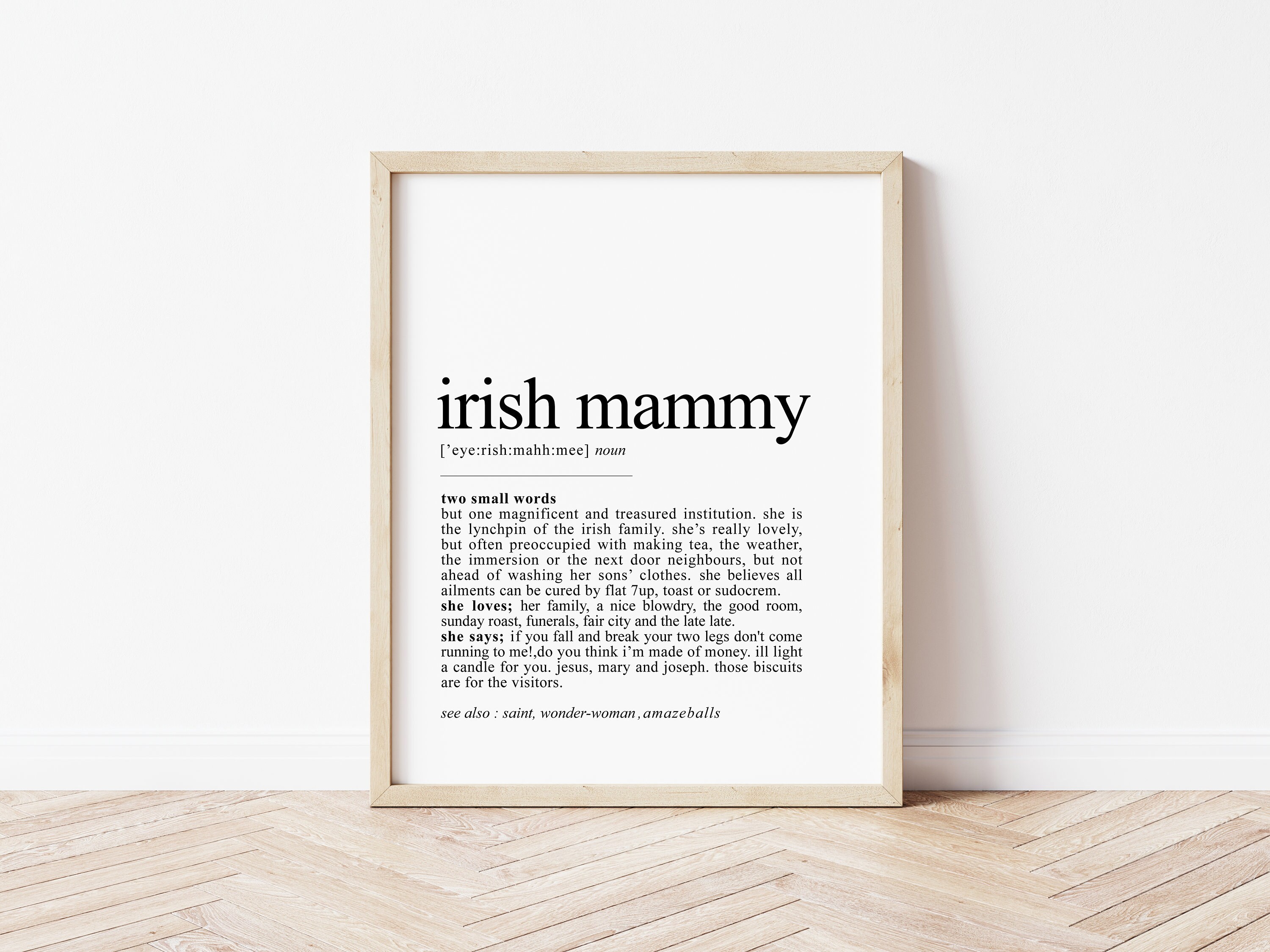 Irish Mammy Definition Print Funny Irish Print Mother's - Etsy UK