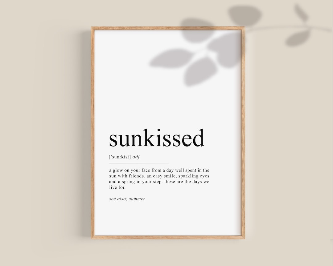 Sunkissed Definition Print, Cool Summer Sun Dictionary Wall Art, Beach ...