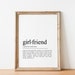 Girlfriend Definition Print, Girlfriend Gift, Gifts for Girlfriend ...