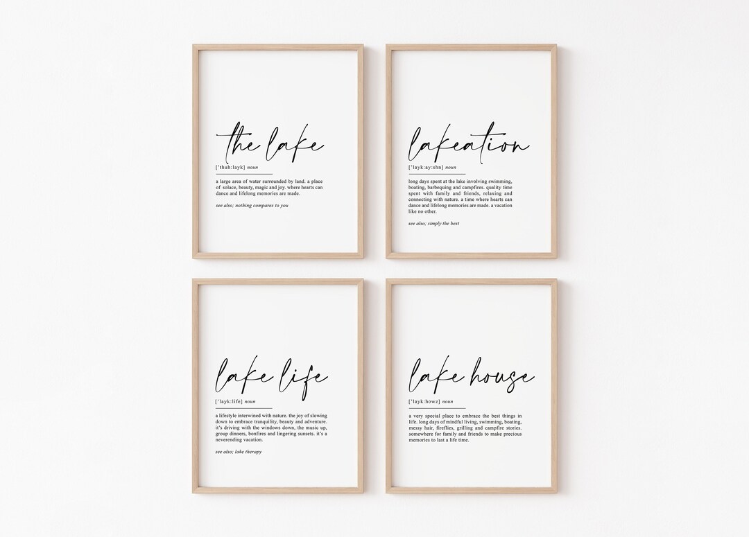 Lake Bundle Set of 8 Lake Life Definition Quotes Lake House Wall Art ...