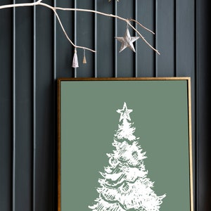 Sage Green Christmas Tree Decoration, Vintage Christmas Print Printable ...