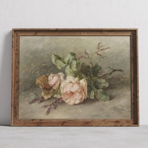 Vintage Roses Painting, Antique Pink Flowers Art, Floral Art Print ...
