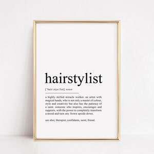 Hairstylist Definition Print, Hairstylist Gift, Hair Stylist Gifts for ...
