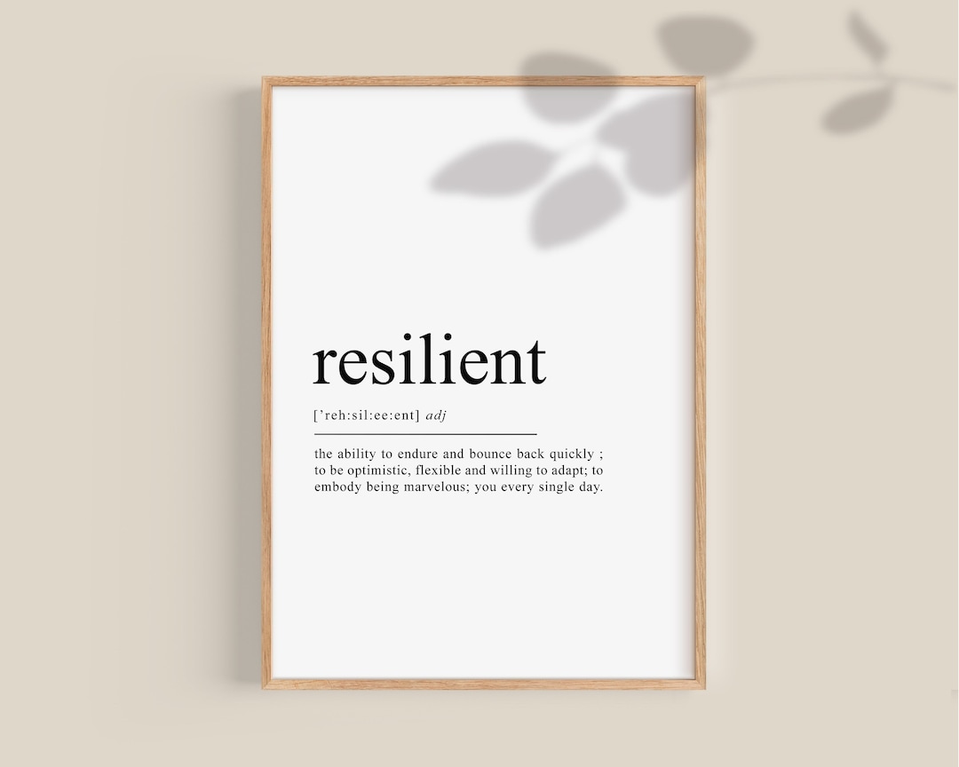 Resilient Print, Resilient Definition Poster, Dictionary Print, Office ...