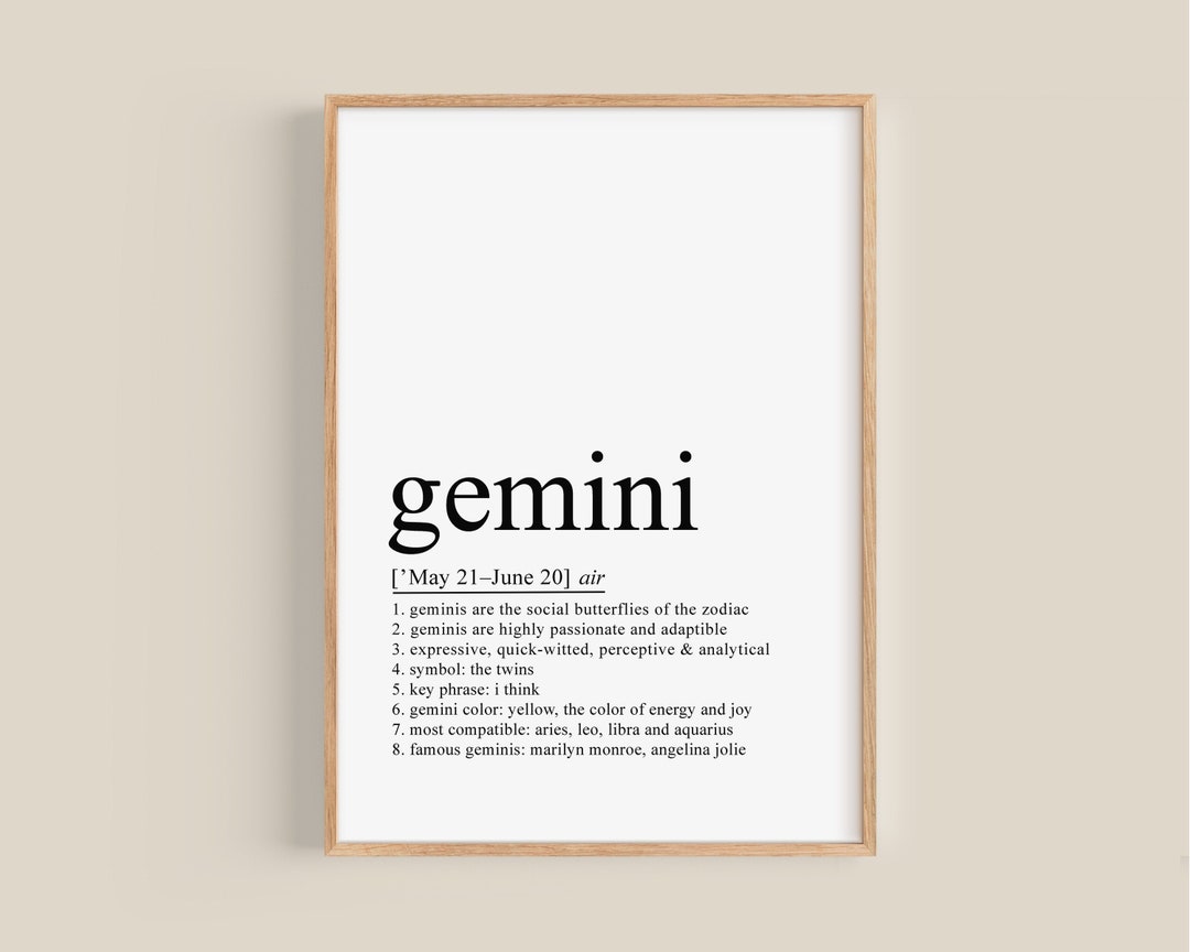 Gemini Definition Print, Gemini Gifts, Gemini Print, Gemini Decor ...