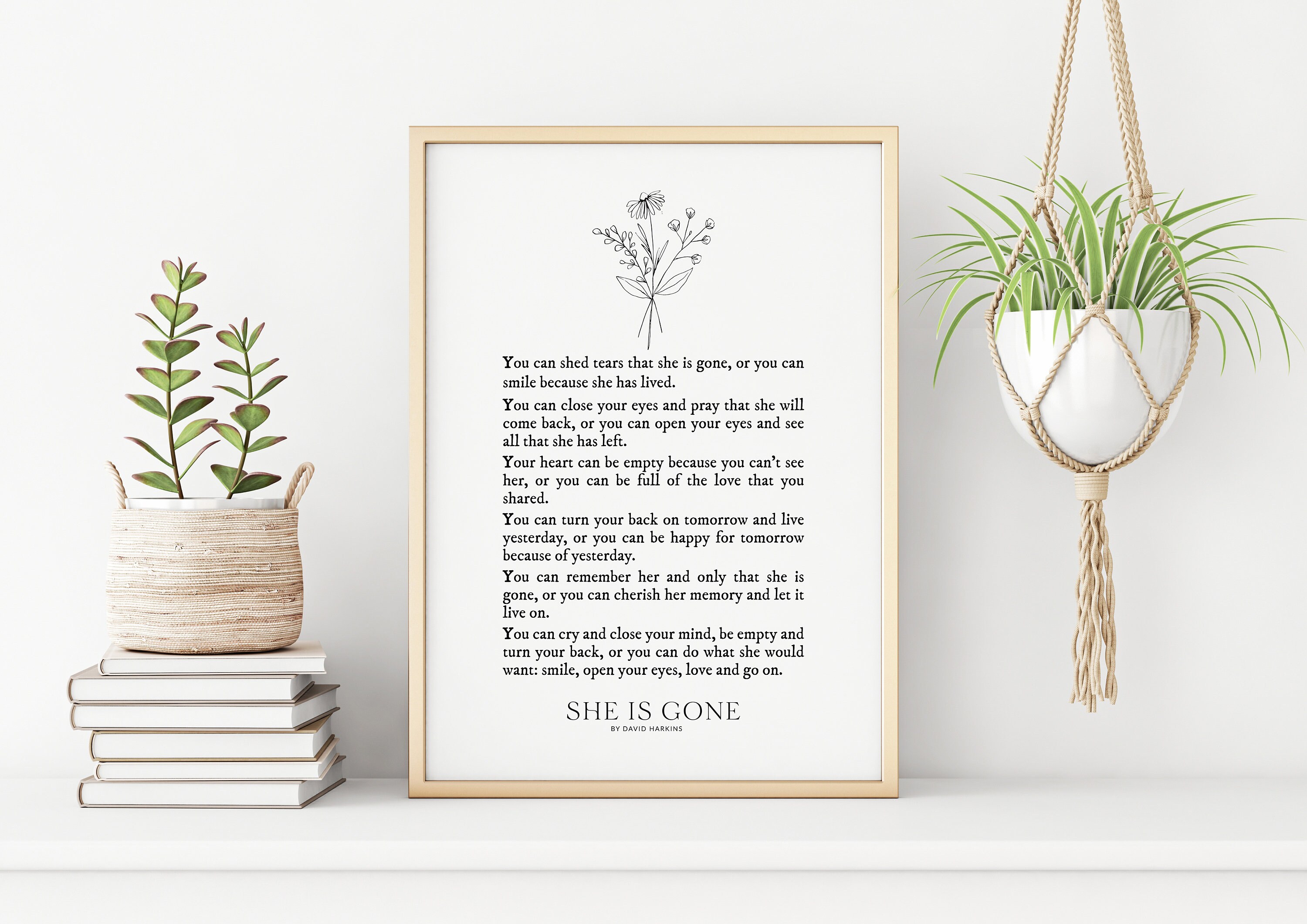 She is Gone poem print bereavement print she is gone wall | Etsy