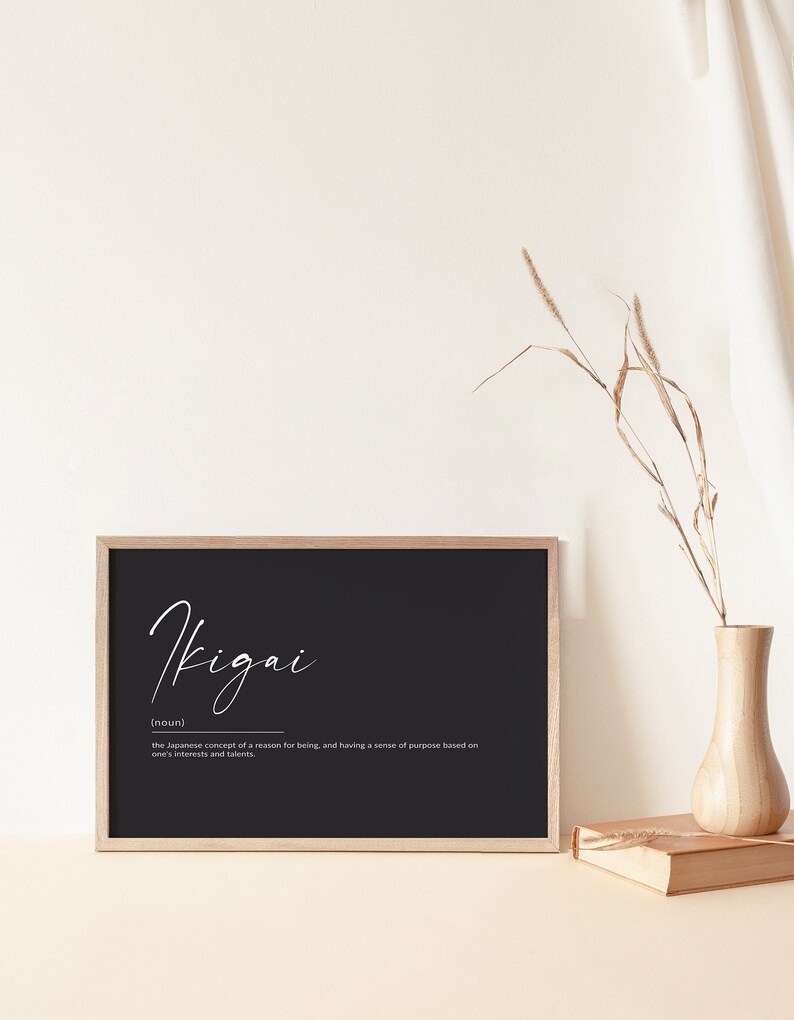 IKIGAI Definition Print, IKIGAI Poster, Motivational Quotes, Dictionary ...