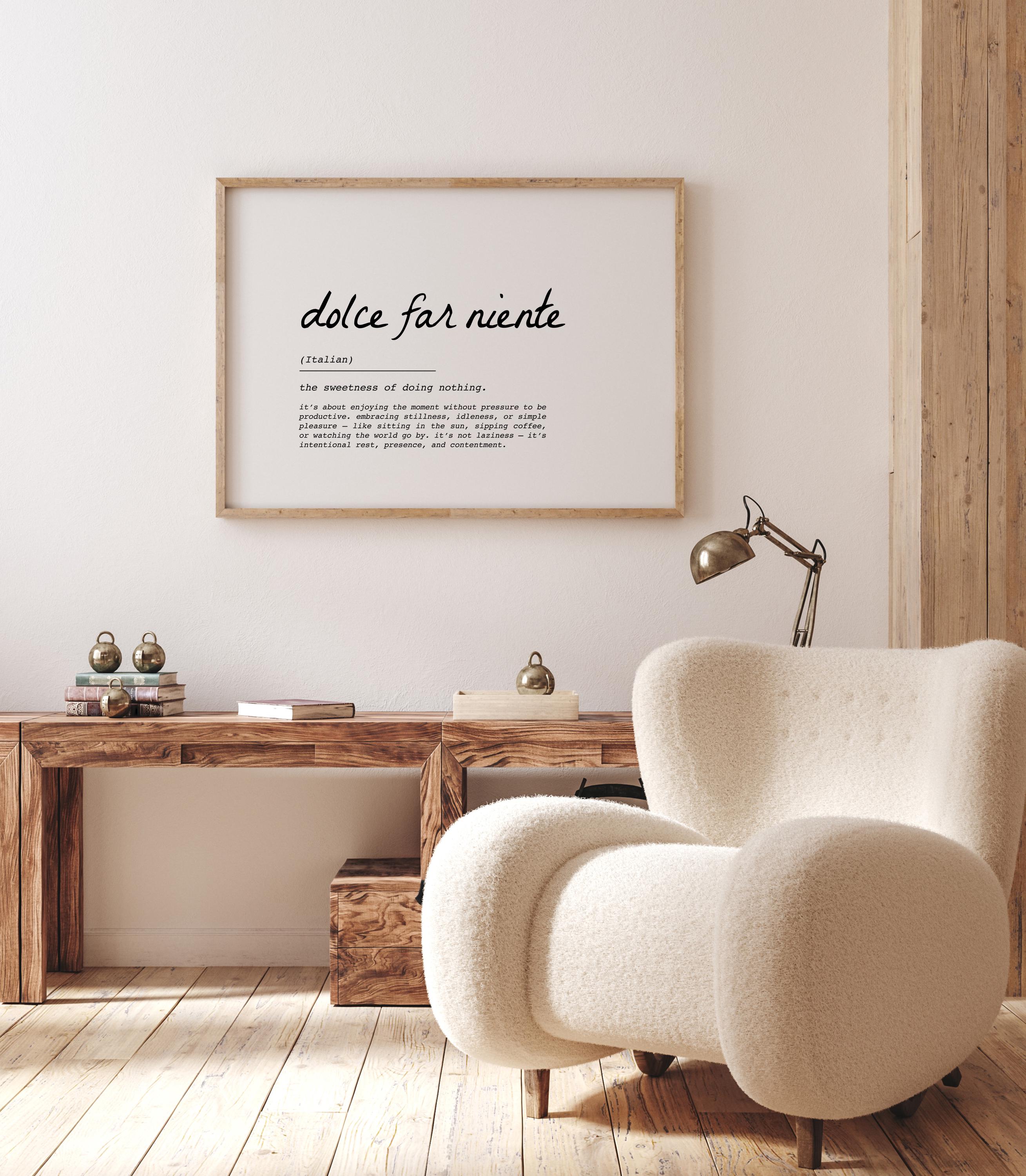 Dolce Far Niente Definition Print Mindfulness Wall Italian Wall Decor ...