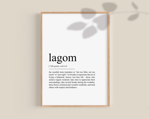 Lagom Print Lagom Definition Poster Lagom Wall Art Lagom | Etsy