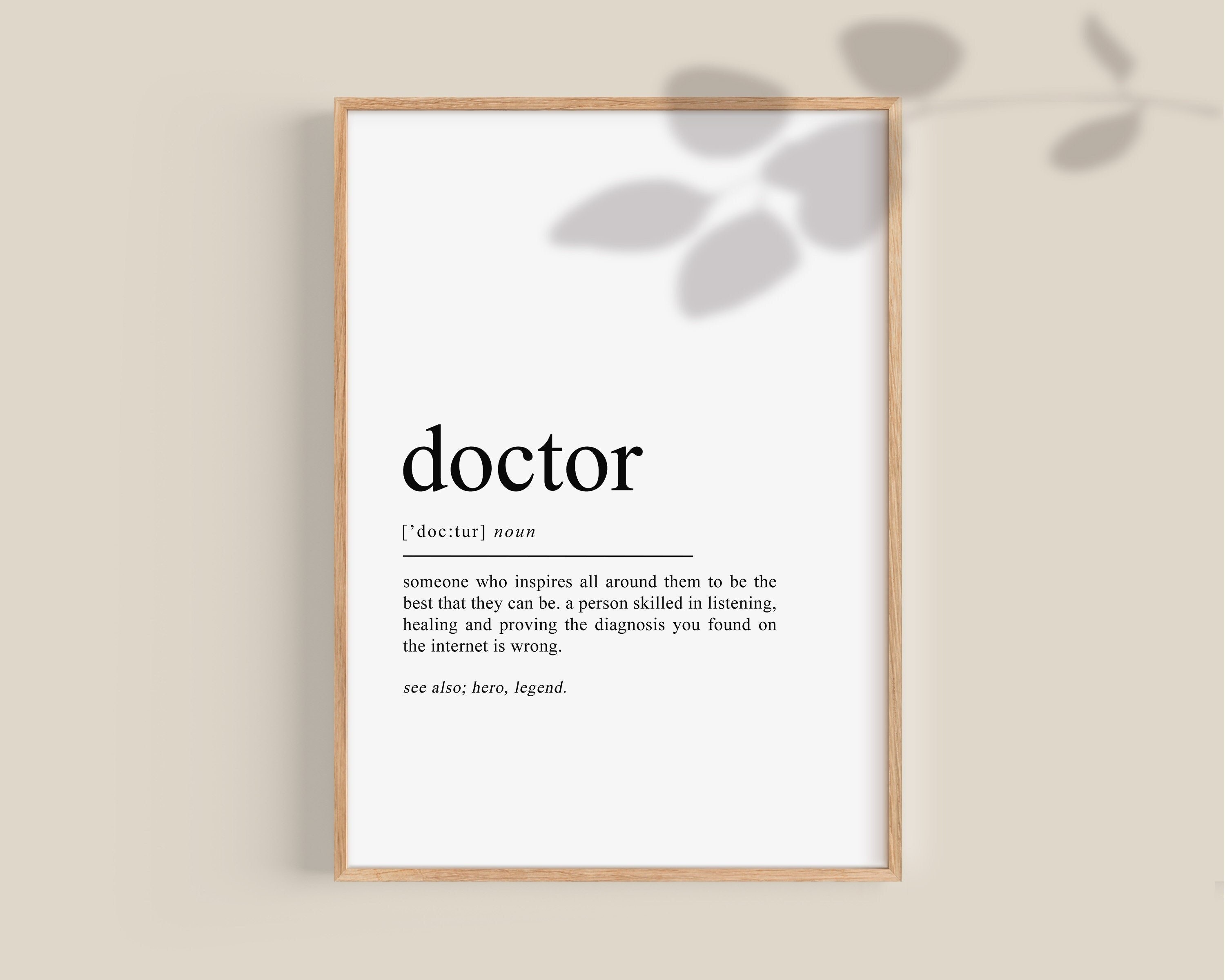 Doktor Definition Print Arzt Poster Arzt Geschenk Geschenk | Etsy