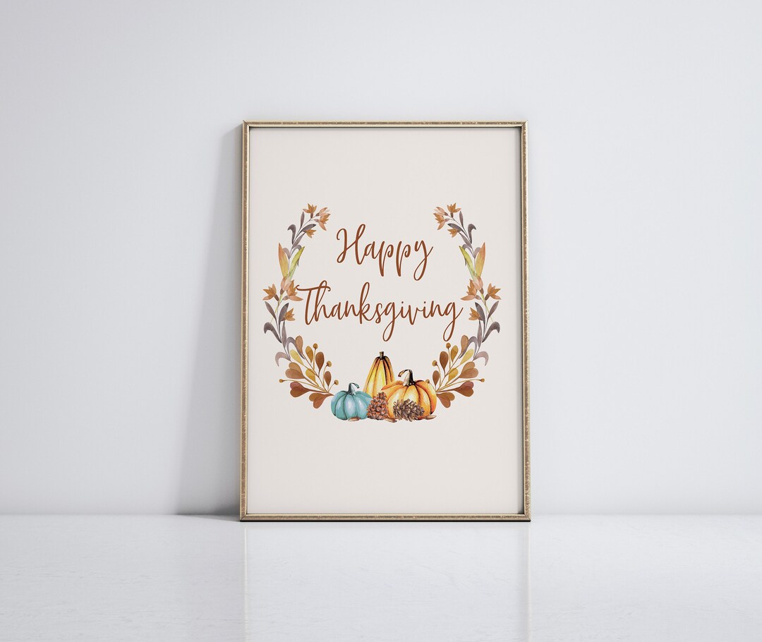 Happy Thanksgiving Wreath Sign Rustic Thanks Giving Poster, Thankful ...