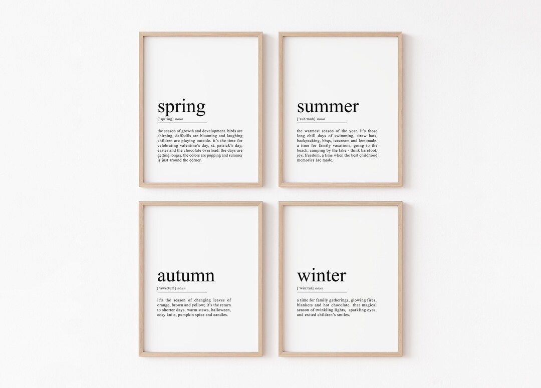 Four Seasons Art Set of 4 Year Posters Spring Summer Digital Prints ...