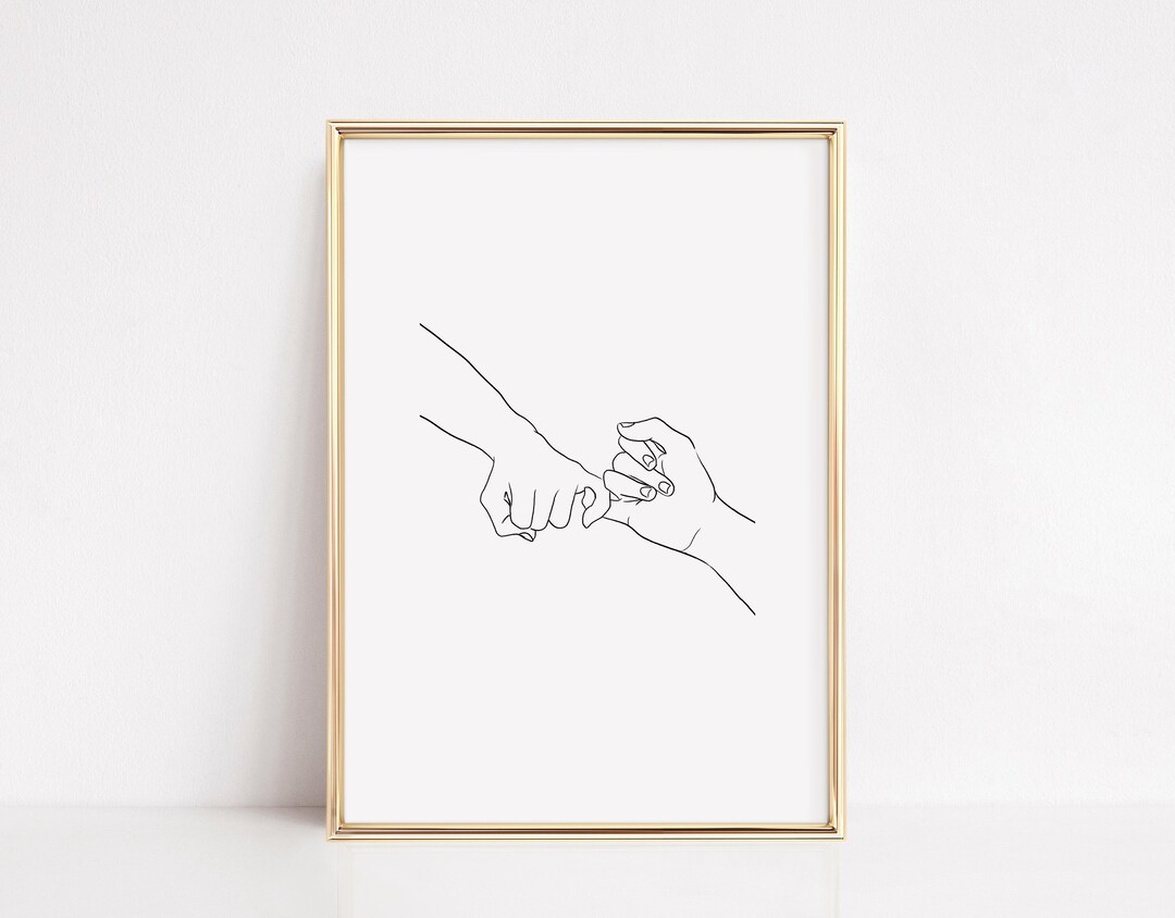 Holding Hands Line Art Together Concept Couple Pinkie - Etsy
