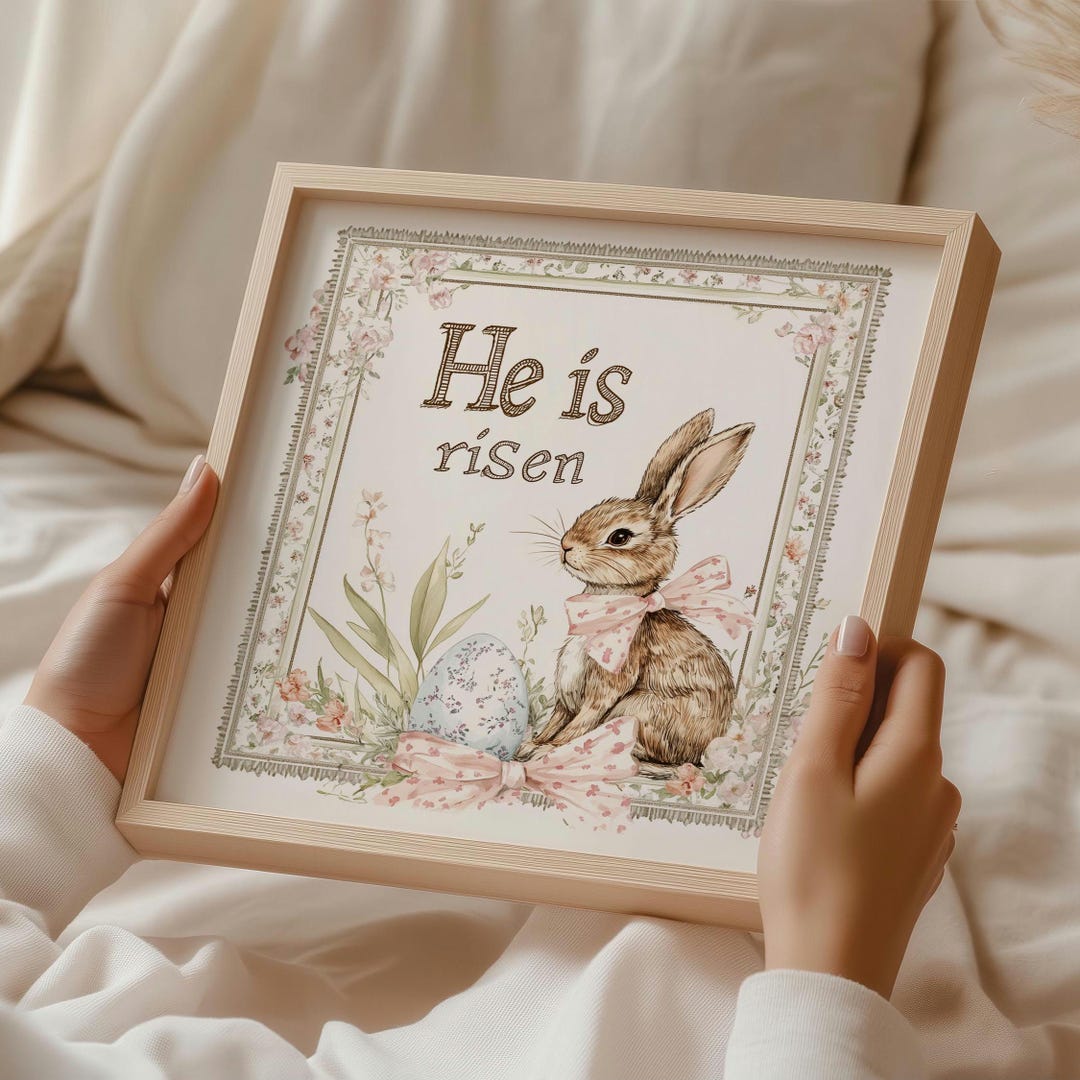 He is Risen Easter Sign Printable Easter Wall Art Easter Home ...