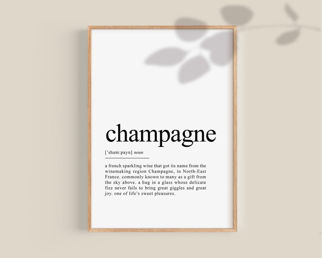Champagne Definition Print, Champagne Poster, Dictionary Art, Bar Car ...