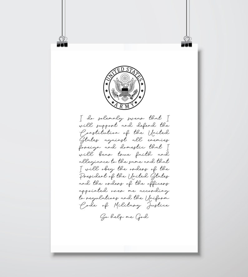 Oath of Enlistment Print US Military Print US Military Gift - Etsy