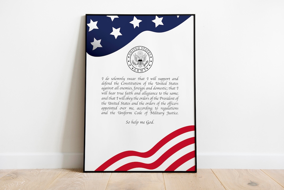 Oath of Enlistment Print, US Military Print, US Military Gift, US Armed ...