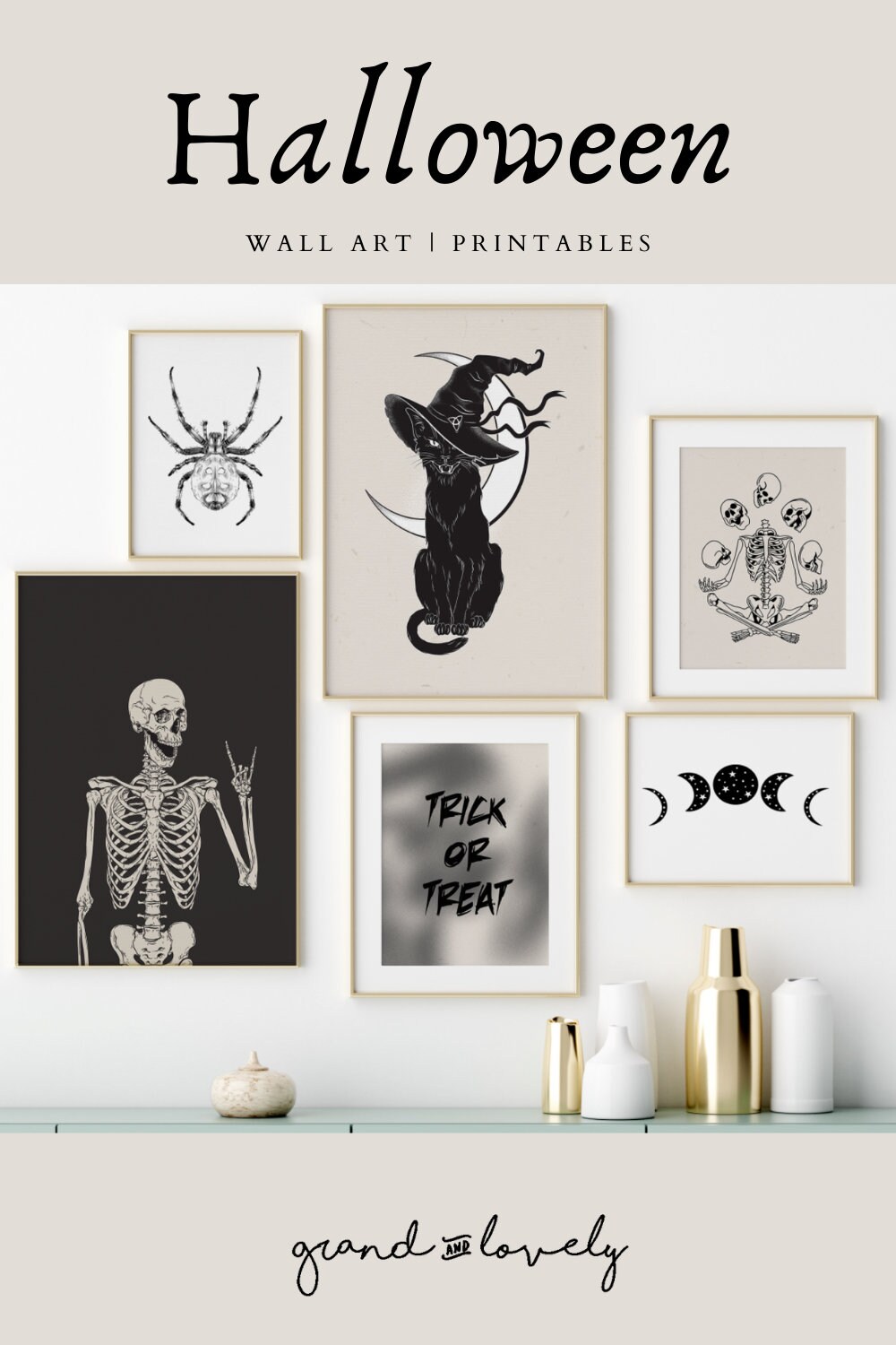 Halloween Set of 6 Printables, Halloween Gallery Wall, Halloween Decor ...