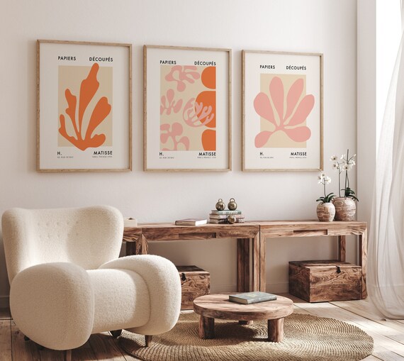 Henri Matisse Set of 3 Wall Art Orange Matisse Print Set - Etsy
