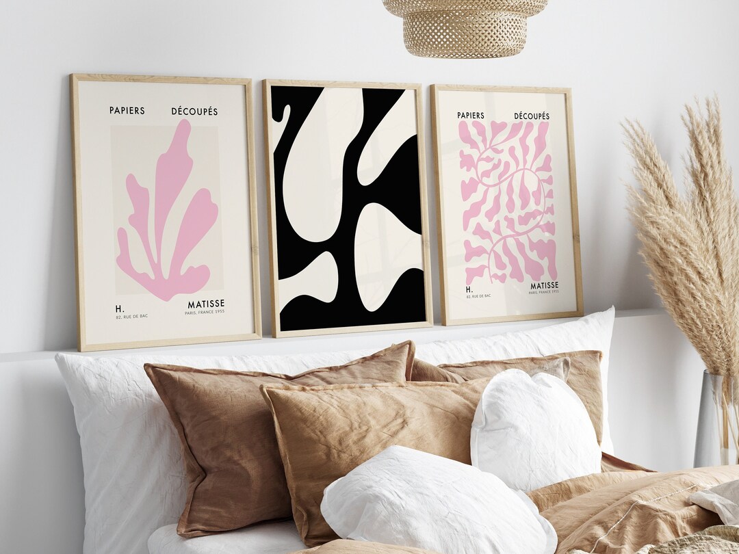 Matisse Set of 3 Prints, Pink Cream Bedroom Wall Art, Blush Home Decor ...