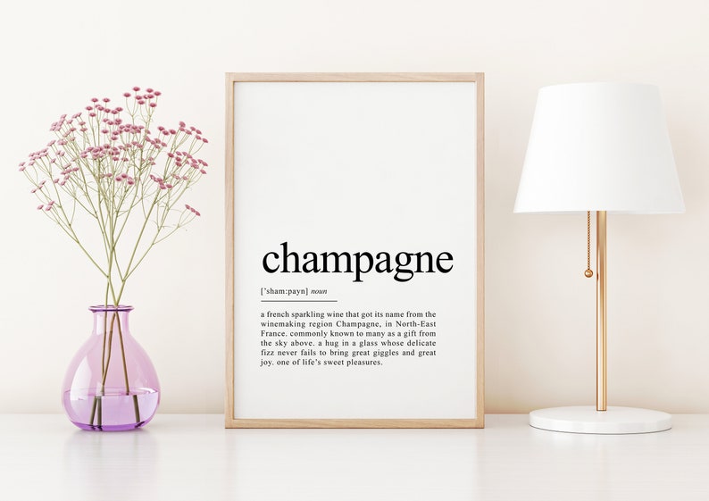 Champagne Definition Print, Champagne Poster, Dictionary Art, Bar Car ...