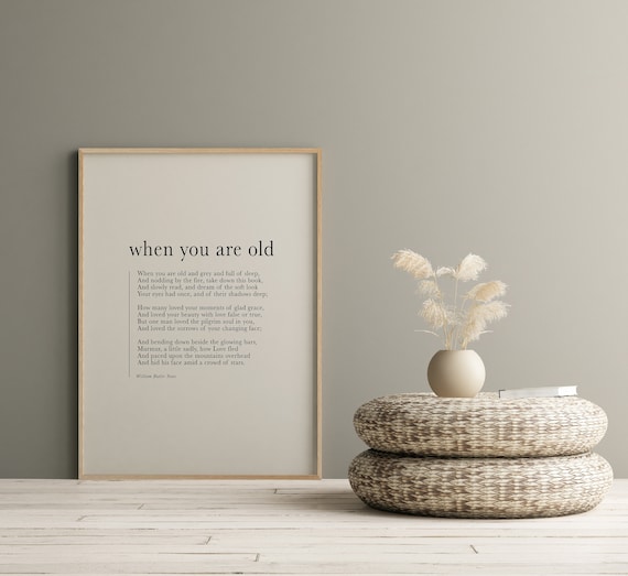 When You Are Old Poem William Butler Yeats W.B. Yeats - Etsy