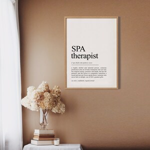 Spa Therapist Definition Print, Spa Therapist Gift, Massage Therapist ...