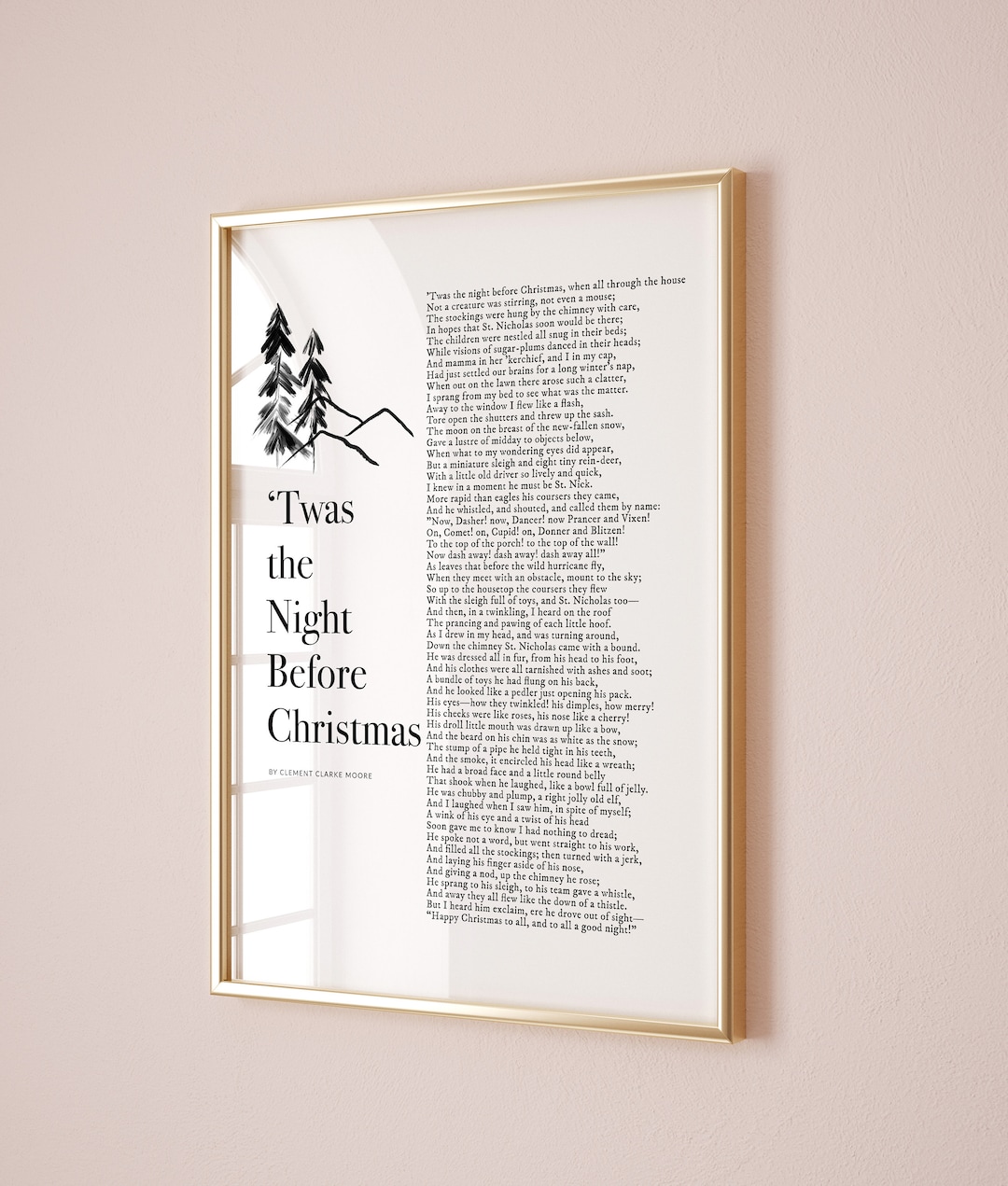 Twas the Night Before Christmas Poem Wall Art for Kids Room Christmas ...