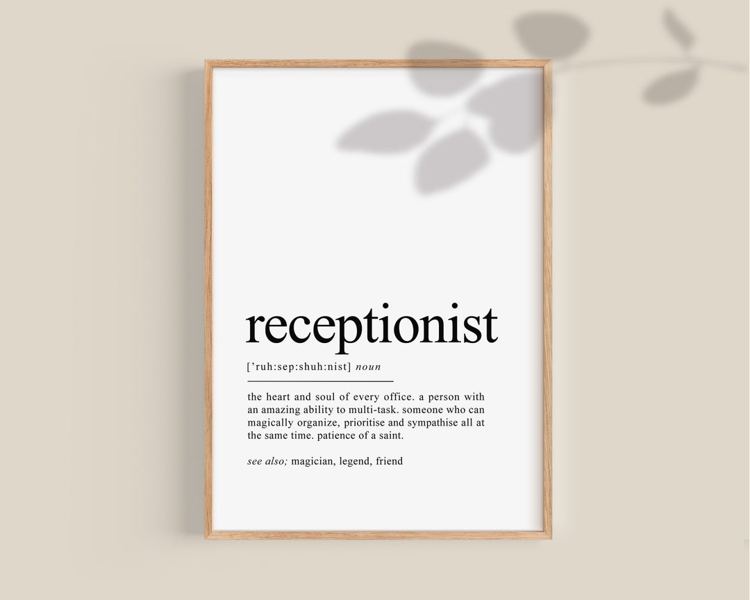Receptionist Definition Print, Receptionist Gift, Gift for Receptionist ...